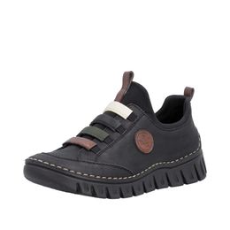 Rieker Damen Slip-On Sneaker Slipper, Schlupfschuh, Halbschuh mit elastischem Einstieg schwarz 37