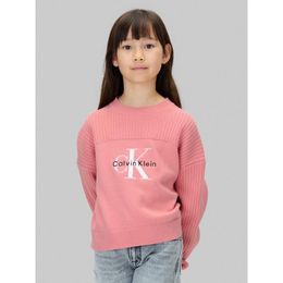 Calvin Klein Jeans M&auml;dchen Strickpullover &raquo;MONOLOGO CN SWEATER&laquo; f&uuml;r Kinder bis 16 Jahre, Logo-Stickerei rosa 4 (104)