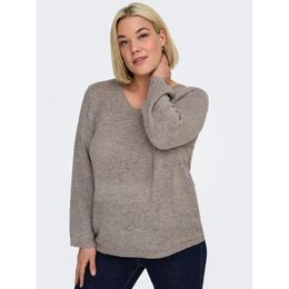 Only Carmakoma Damen Only CARMAKOMA V-Ausschnitt-Pullover &raquo;CARGEENA L/S V-NECK KNT NOOS&laquo; grau M