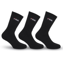 Fila Damen Tennissocken &raquo;UNISEX CREW TENNIS FULL TERRY SOCKS&laquo; 3 Paar tlg. mit dezentem Logoschriftzug schwarz 35-38