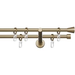Indeko Gardinenstange &raquo;Granada&laquo; &Oslash; 12 mm 2 l&auml;ufig-l&auml;ufig Fixma&szlig; Komplett-Set inkl. Ringen und Montagematerial gold Stahl B/L: 120cm &Oslash; 12mm, 1 Stk., 2 