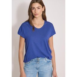 Cecil Damen T-Shirt mit elastischem Bund blau S (38)