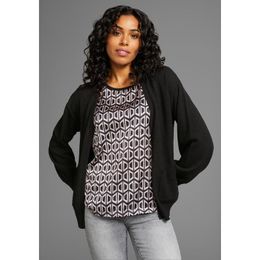 Laura Scott Damen Strickjacke softer &Uuml;bergangsstrick in l&auml;ssiger, offener Form schwarz 48/50