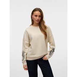 V&eacute;ro Moda Vero Moda Damen Sweatshirt &raquo;VMKAROL BEA LS SWEAT BOX JRS GA&laquo;, mit Blumendruck beige XS