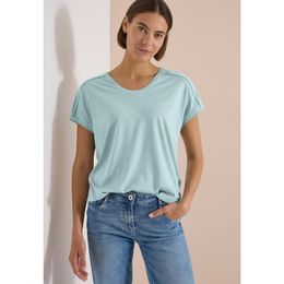 Cecil Damen T-Shirt mit elastischem Bund blau XS (36)
