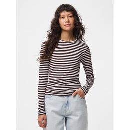 Pieces Damen Pieces Langarmshirt &raquo;PCLAYA LS TOP JRS NOOS&laquo; Materialmix, regular fit braun S