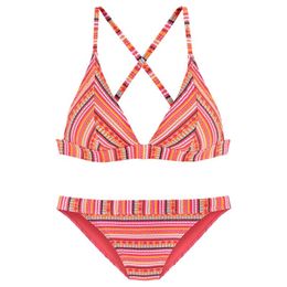 Lascana Damen Lascana Triangel-Bikini mit glitzernden Streifen orange 42, Cup C/D