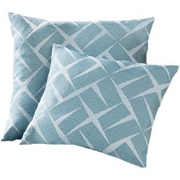 Weckbrodt-Gardinen Dekokissen &raquo;Jasper&laquo; Kissenh&uuml;lle, Jacquard, strukturierte Oberfl&auml;che,3D Effekt,ohne F&uuml;llung blau Polyester B/L: 40cm x 40cm, 1 Stk.