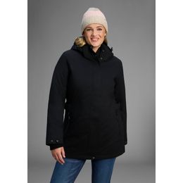 Polarino Damen Funktionsparka mit Kapuze Gro&szlig;e Gr&ouml;&szlig;en, Winterjacke, wasserabweisend, winddicht atmungsaktiv schwarz 46