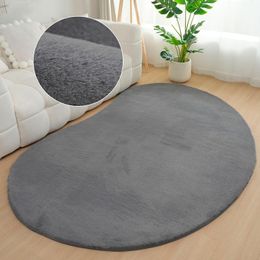 Bruno Banani Hochflor-Teppich &raquo;Rabbit 2 Bean, Kunstfell Teppich, Modern, besondere Form&laquo; U-f&ouml;rmig 25 mm H&ouml;he Kaninchenfell-Haptik, Microfaser, Wohnzimmer, 