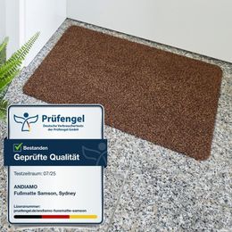 ANDIAMO Fu&szlig;matte &raquo;Samson, Made in Netherlands&laquo; rechteckig 6 mm H&ouml;he Schmutzfangmatte, waschbar, rutschhemmend, auch als 2er Set erh&auml;ltlich braun Baumwolle, 