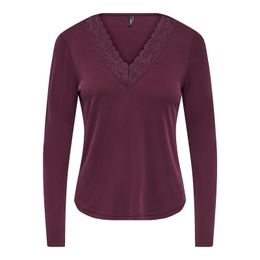 Only Damen Only Langarmshirt &raquo;ONLIDA L/S V NECK LACE TOP CS JRS&laquo; Viskosemischung, regular fit lila L