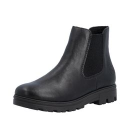 Rieker Damen Chelseaboots Blockabsatz, Stiefelette mit praktischem Innenrei&szlig;vreschluss schwarz 36