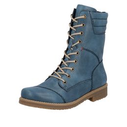 Rieker Damen Schn&uuml;rstiefelette Schn&uuml;rboots, Herbstboots mit gepolstertem Schaftrand blau 38