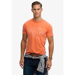 Superdry Herren Rundhalsshirt &raquo;Industry Worker Relaxed Tee&laquo; aus Baumwolle und Single Jersey, Regular Fit, mit Druck, Kurzarm orange M