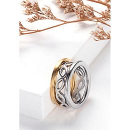 Kingka Ring-Set &raquo;Leaves Trio&laquo; gold 56, Edelstahl, 8,8mm