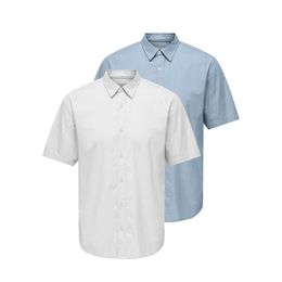 Only & Sons Only & Sons Herren ONLY & SONS Kurzarmhemd &raquo;ONSFLORIA LIFE SS POPLIN SHIRT 2-PKT OTL&laquo; Packung, 2 wei&szlig; S, N-Gr