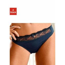 Nuance By Lascana Damen Nuance by Lascana Slip Packung, mit sch&ouml;ner Stickereispitze, als Dessous-Set kombinierbar blau 48/50