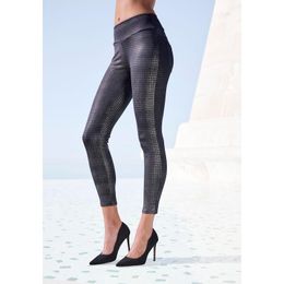Lascana Damen Lascana Leggings im modischen Hahnentrittmuster schwarz 44/46, N-Gr
