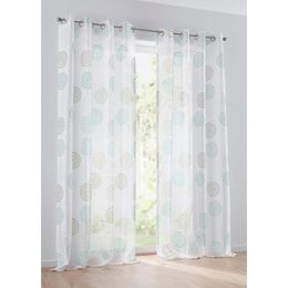 Kutti Vorhang &raquo;Bella&laquo; &Ouml;sen 1 Stk. tlg. Gardine, halbtransparent, Ausbrenner, bedruckt, Baumwolle-Polyester blau Baumwolle, Polyester 145cm, &Ouml;sen, 135cm