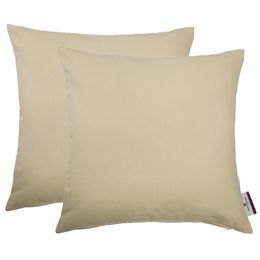 Tom Tailor HOME Dekokissen &raquo;Dove&laquo; unifarben, Kissenh&uuml;llen ohne F&uuml;llung, 2er Pack beige Baumwolle B/L: 38cm x 38cm, 2 Stk.