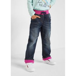 bonprix Kinder bonprix Thermojeans lockere Passform, mit Fleecefutter, mit elastischem Bund und Kordel blau 128, N-Gr