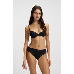 Hugo Underwear Damen HUGO Underwear Slip mit Spitzenbesatz, mittlere Bundh&ouml;he, Microfaserqualit&auml;t schwarz XL