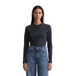 Marc O'Polo Marc O'polo Denim Damen Marc O'Polo DENIM Langarmshirt Rundhalsausschnitt, slim fit, Bio-Baumwolle grau XL