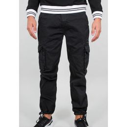Alpha Industries Herren Cargohose &raquo;Jet Pant&laquo; mit seitlichen Cargotaschen und Kordelzug am Beinabschluss schwarz 36, N-Gr