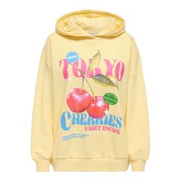 Only Damen Only Sweatshirt &raquo;ONLELO L/S PRINT HOOD BOX SWT&laquo;, Baumwollmischung, regular fit gelb M