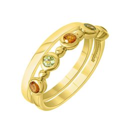 Firetti Ring-Set &raquo;Multipack Schmuck Geschenk Silber 925 Fingerringe&laquo; mit Citrin, Peridot bunt 16, Silber 925 (Sterlingsilber), 2mm
