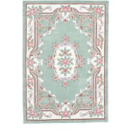Theko Teppich &raquo;Ming&laquo; rechteckig 14 mm H&ouml;he handgefertigt, Pastell-Farben, florales Design, Wohnzimmer gr&uuml;n Kunstfaser B : 240cm 1 Stk., 14mm, L: 340cm