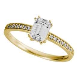 Firetti Damen Goldring &raquo;Schmuck Geschenk Gold 333 Vorsteckring Verlobung Baguette Lab Grown&laquo; mit Brillanten 16, 1,02 VS = sehr kleine Einschl&uuml;sse, 