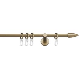 Indeko Gardinenstange &raquo;Menorca&laquo; &Oslash; 12 mm 1 l&auml;ufig-l&auml;ufig Fixma&szlig; Komplett-Set inkl. Ringen und Montagematerial gold Stahl B/L: 160cm &Oslash; 12mm, 1 Stk., 1 