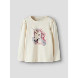 name it M&auml;dchen Langarmshirt &raquo;NMFKIMIA LS TOP BOX&laquo; Baumwollmischung, regular fit beige 116
