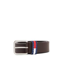 Tommy Jeans Herren Lederg&uuml;rtel &raquo;TJM RYAN 3.5 cm breit&laquo; mit Logo auf G&uuml;rtelschlaufe braun 100