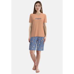 G&ouml;tzburg G&ouml;tzburg Damen G&Ouml;TZBURG Shorty mit Motiv, Kurzarm, Rundhalsausschnitt, Baumwolle blau 44