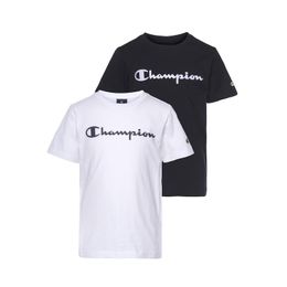 Champion Jungen T-Shirt Packung, 2 Stk. mit 2-Stk.-Packung, Kurzarm schwarz-wei&szlig; L (152/158)