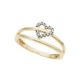 Firetti Damen Diamantring &raquo;Schmuck Geschenk Gold 333 Damenring Goldring Diamant Herz&laquo; mit Brillanten gold 19, 0,06 P2 = erkennbare Einschl&uuml;sse, 