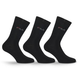 Fila Herren Socken 3 Paar, mit feinem Rippenb&uuml;ndchen schwarz 39-42