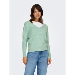 Only Damen Only V-Ausschnitt-Pullover &raquo;ONLRICA LIFE L/S V-NECK PULLO KNT NOOS&laquo; Materialmix, regular fit gr&uuml;n XS