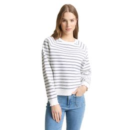 Tom Tailor Denim Damen Tom Tailor Denim Sweatshirt, mit Streifen Muster wei&szlig; M