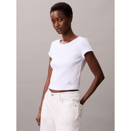 Calvin Klein Jeans Damen T-Shirt &raquo;WOVEN LABEL BABY RIB&laquo; Regular fit mit Rundhalsausschnitt XL (44)