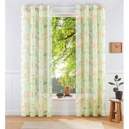 OTTO home Gardine &raquo;Waldtiere&laquo; &Ouml;sen 1 Stk. tlg. bedruckte Kindergardine, verschiedene Gr&ouml;&szlig;en gr&uuml;n Voile, Polyester 145cm, &Ouml;sen, 140cm