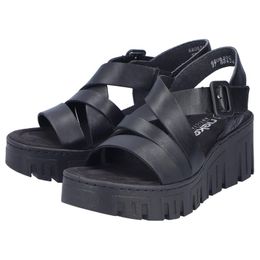 Rieker Damen Plateausandaletten Sommerschuh, Keilsandalette mit Klettverschluss 41