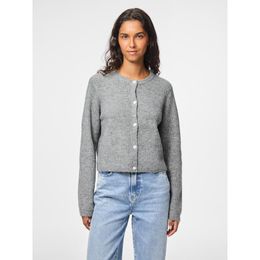 Pieces Damen Pieces Strickjacke &raquo;PCSILLY LS O-NECK KNIT CARDIGAN NOOS BC&laquo; Materialmix, regular fit grau S