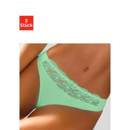Nuance By Lascana Damen Nuance by Lascana Slip Packung, mit sch&ouml;ner Stickereispitze, als Dessous-Set kombinierbar gr&uuml;n 40/42