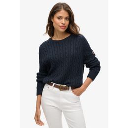 Superdry Damen Strickpullover &raquo;SLOUCHY CABLE KNIT&laquo; Loose Fit, mit Rundhalsausschnitt, in normaler L&auml;nge blau XS