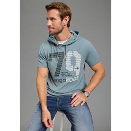 Kangaroos Herren Kangaroos Kapuzenshirt mit Kapuze und angesetztem B&uuml;ndchen, Halbarm-Design blau S