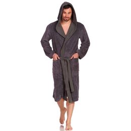 Vossen Bademantel &raquo;Poppy, ideal f&uuml;r Sauna & Spa, Hotelbademantel, Morgenmantel&laquo; 1 Stk. Doubleface Optik grau Microfaser-Walkfrottee M L: 120cm